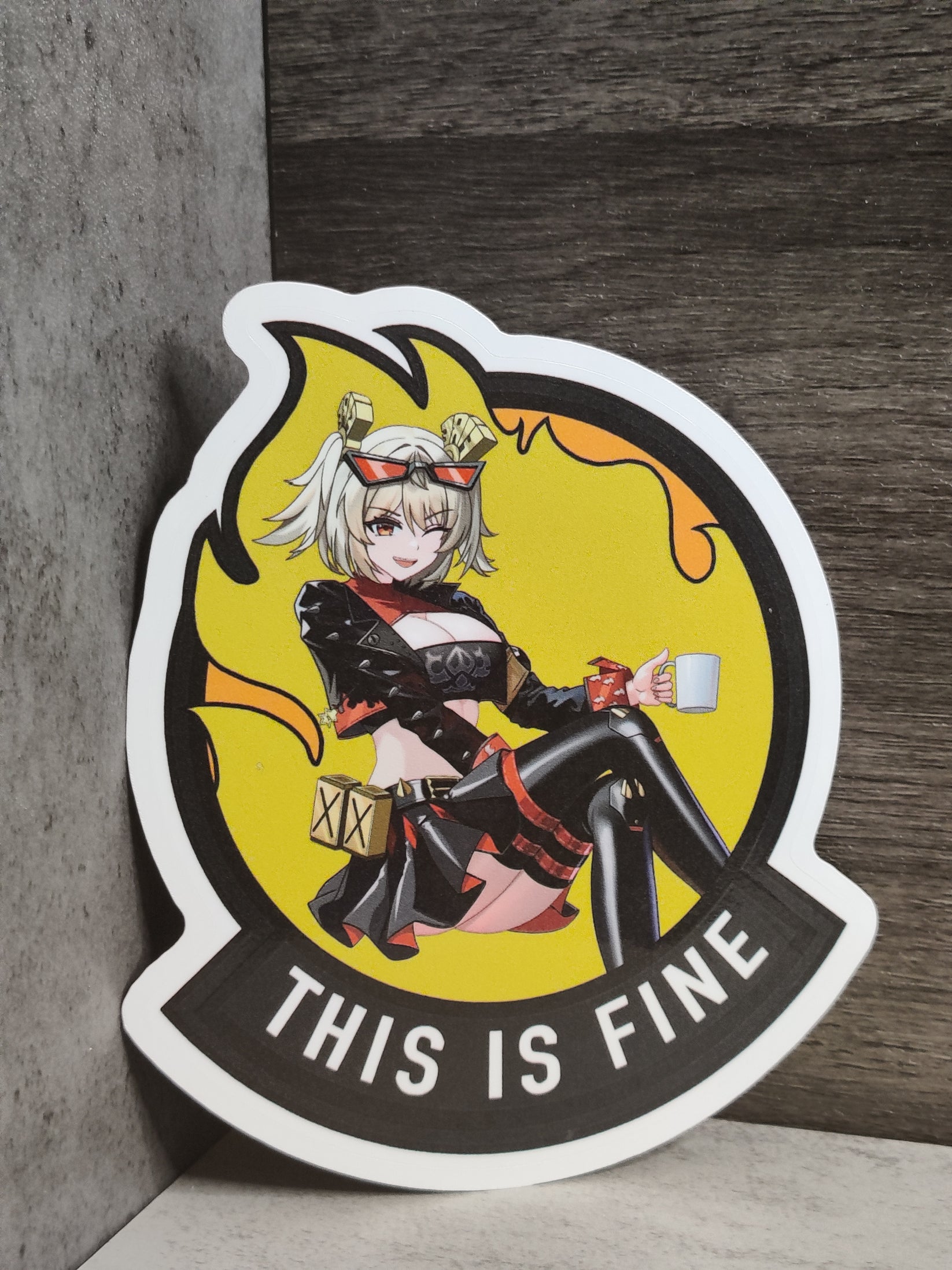 Burnice White 'This is Fine' Meme Sticker - Zenless Zone Zero | OtakuOps
